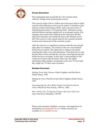 Examining Class and Race: An Exercise | PDF