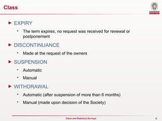 Class and Statutary Surveys - Inspeccion | PPT