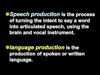 Production of Speech | PPT