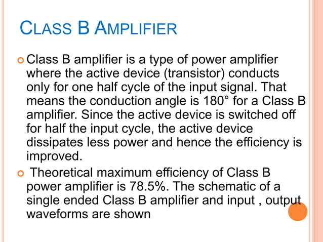 Class b amplifier | PPTX