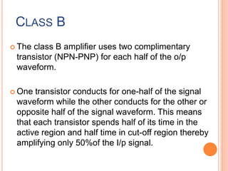 Class b amplifier | PPTX