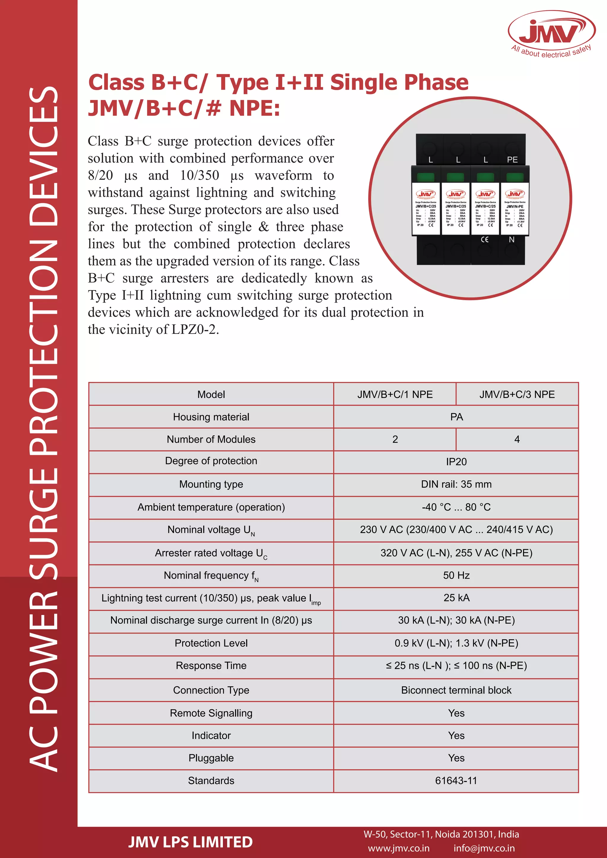 JMV’s proficiently developed Class B+C Surge protection Devices | PDF