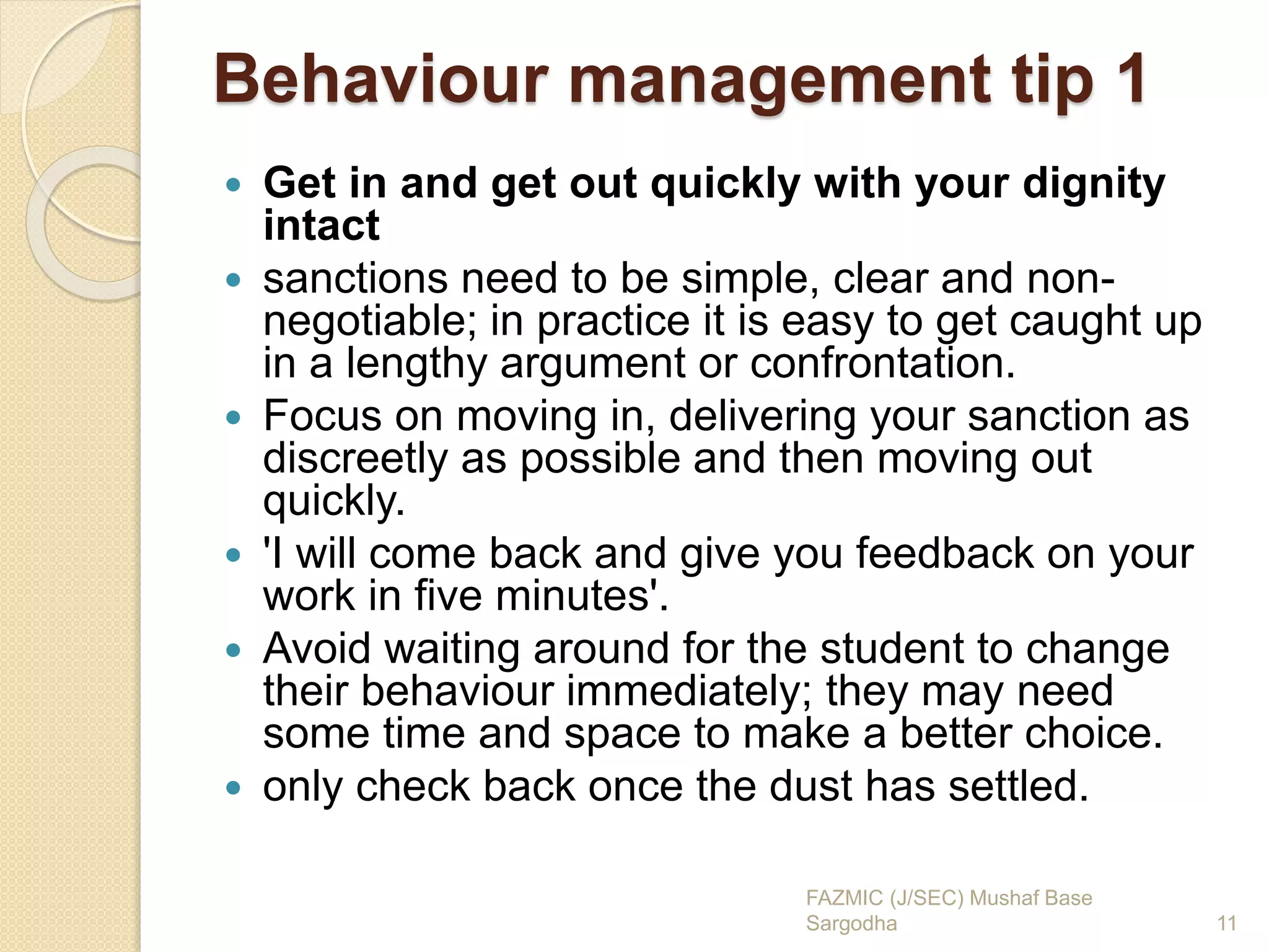 Class behaviour management | PPTX
