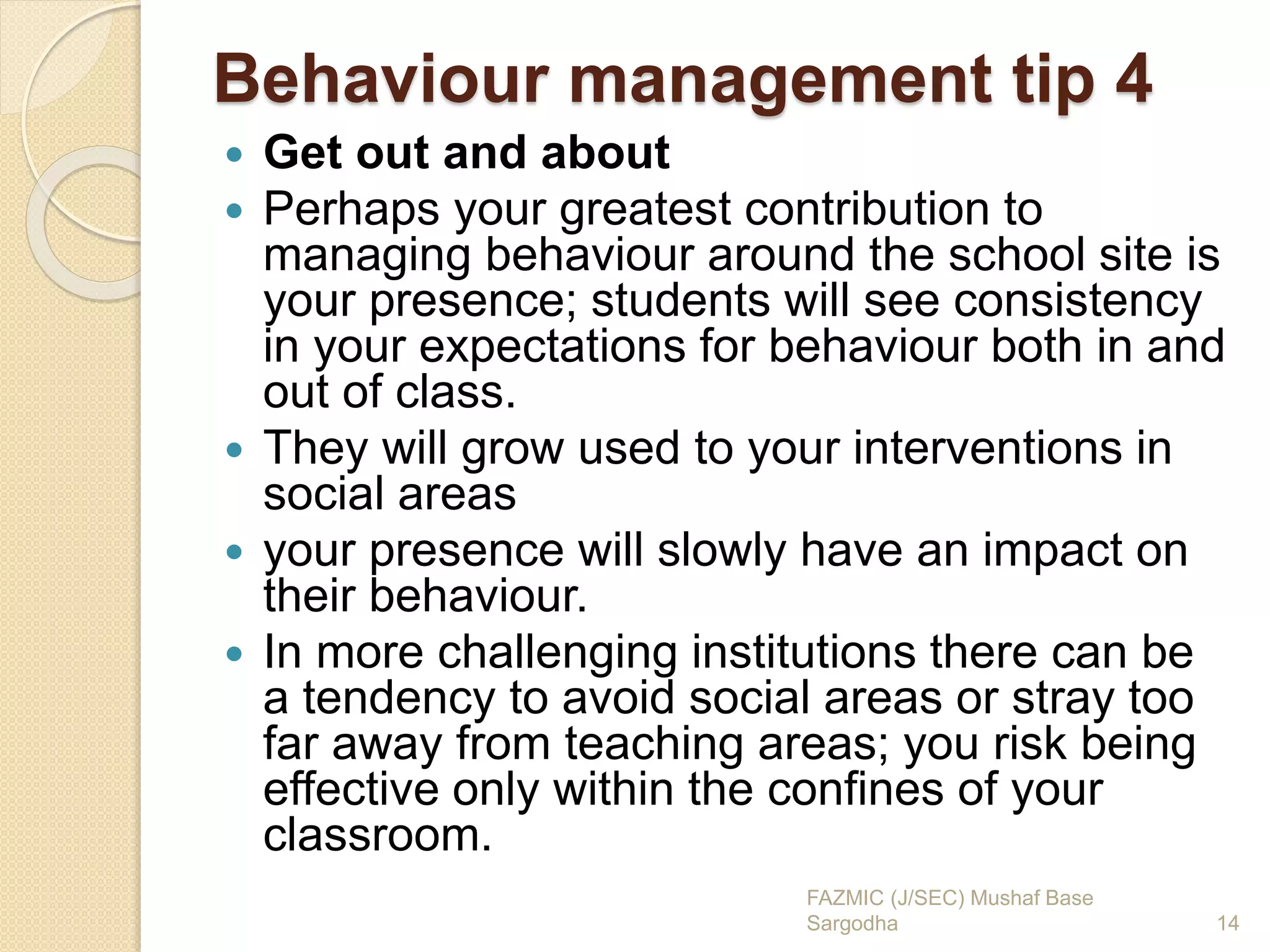 Class behaviour management | PPTX