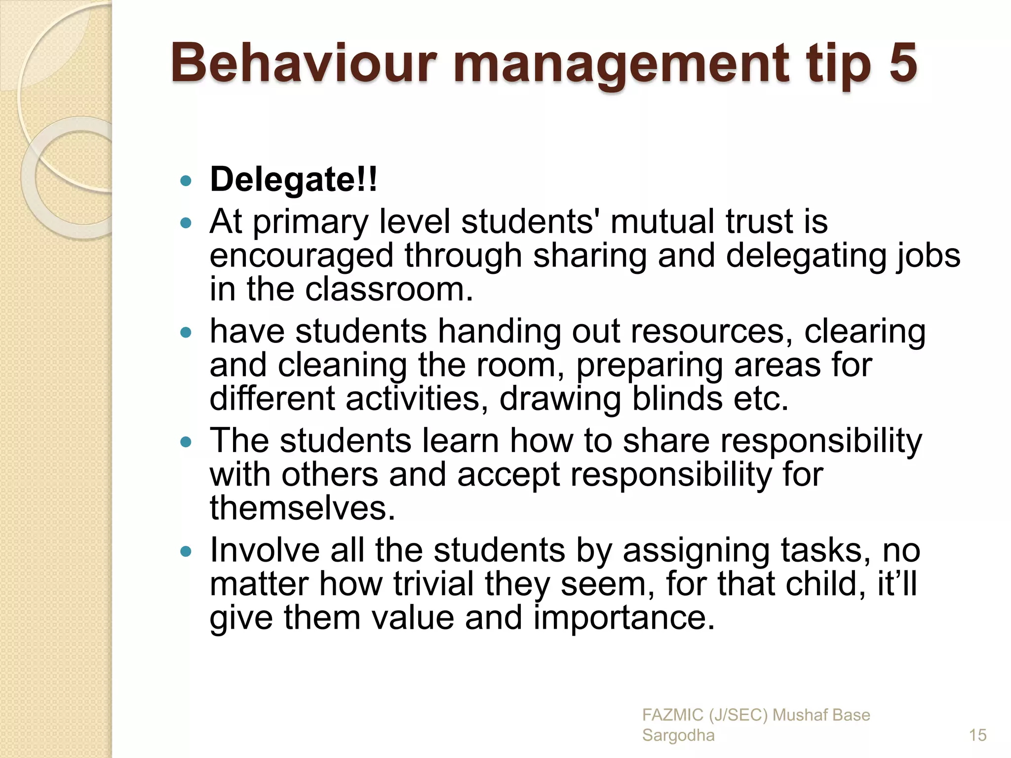 Class behaviour management | PPTX