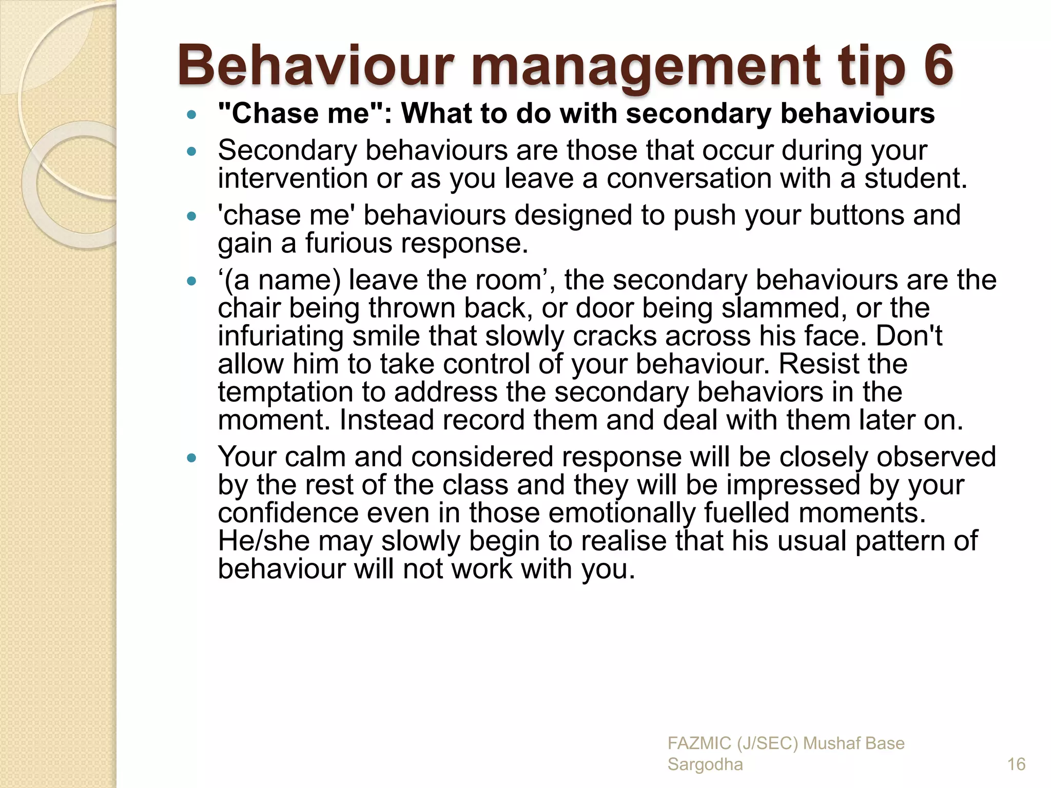 Class behaviour management | PPTX