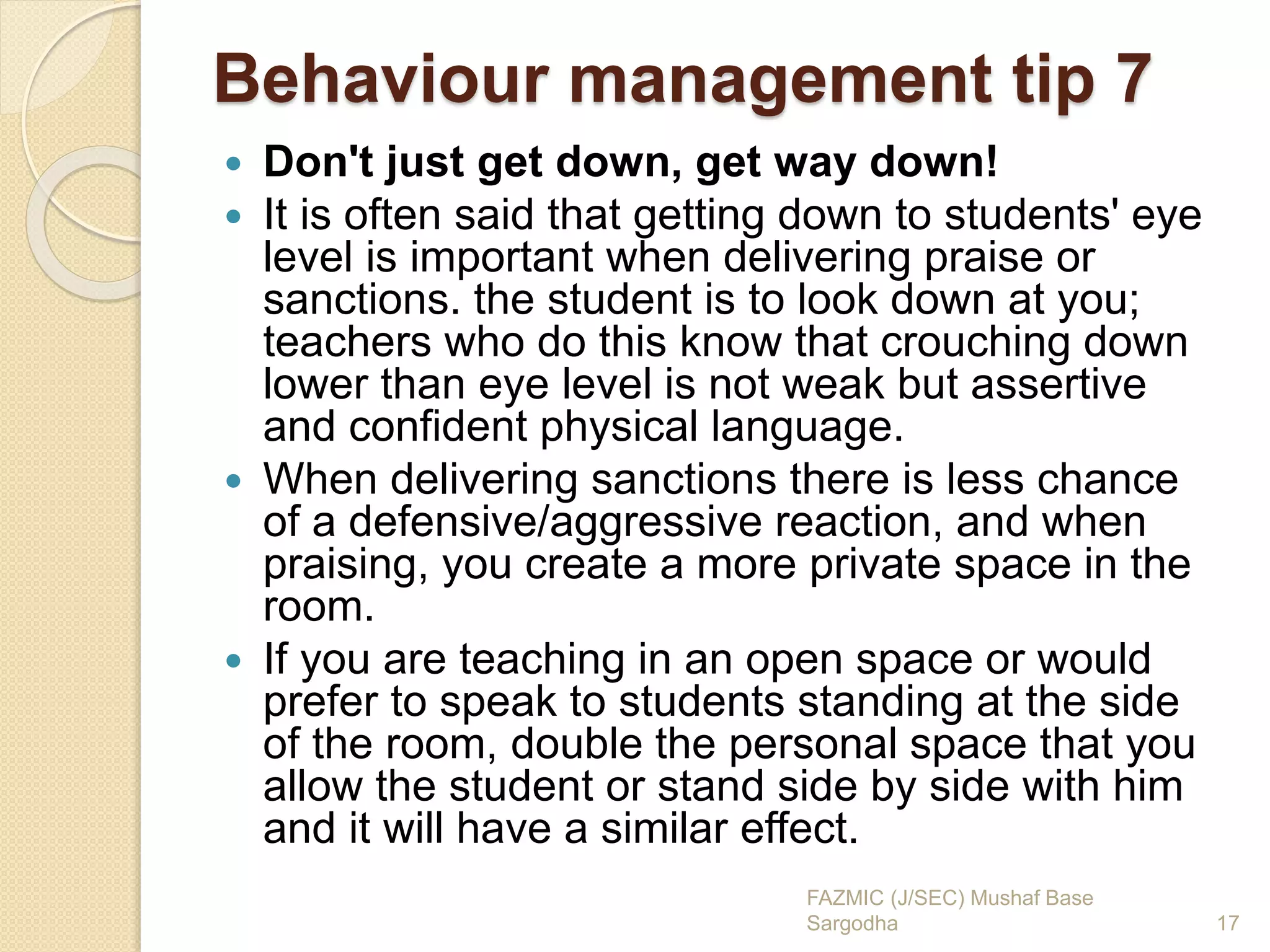 Class behaviour management | PPTX