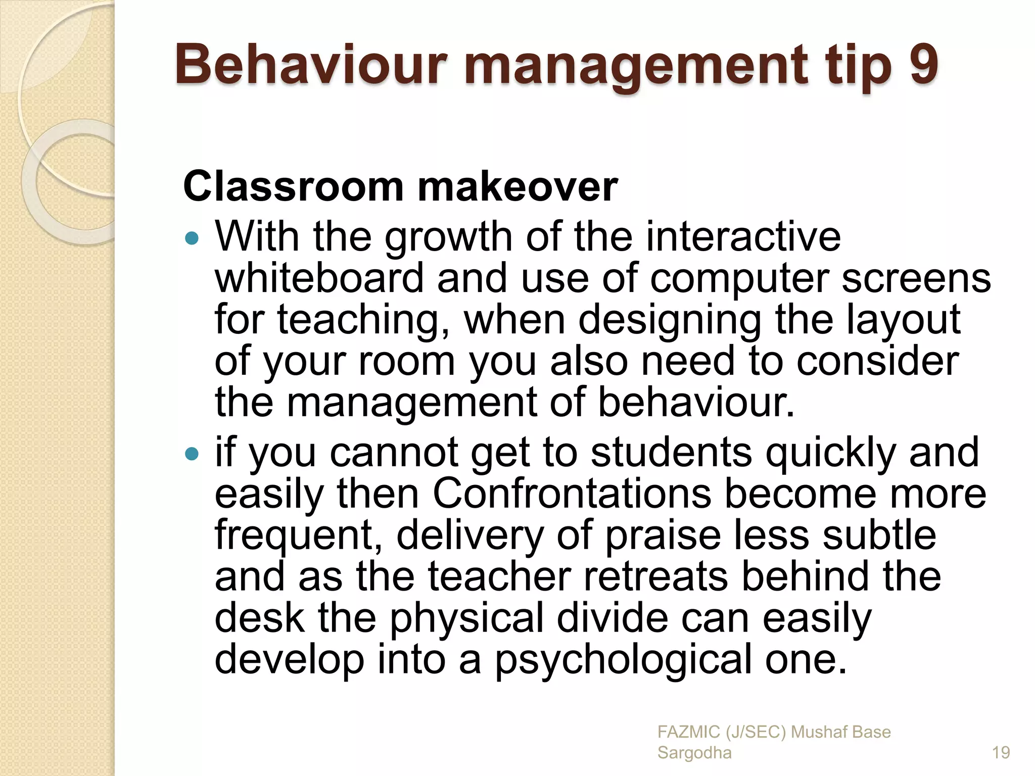 Class behaviour management | PPTX