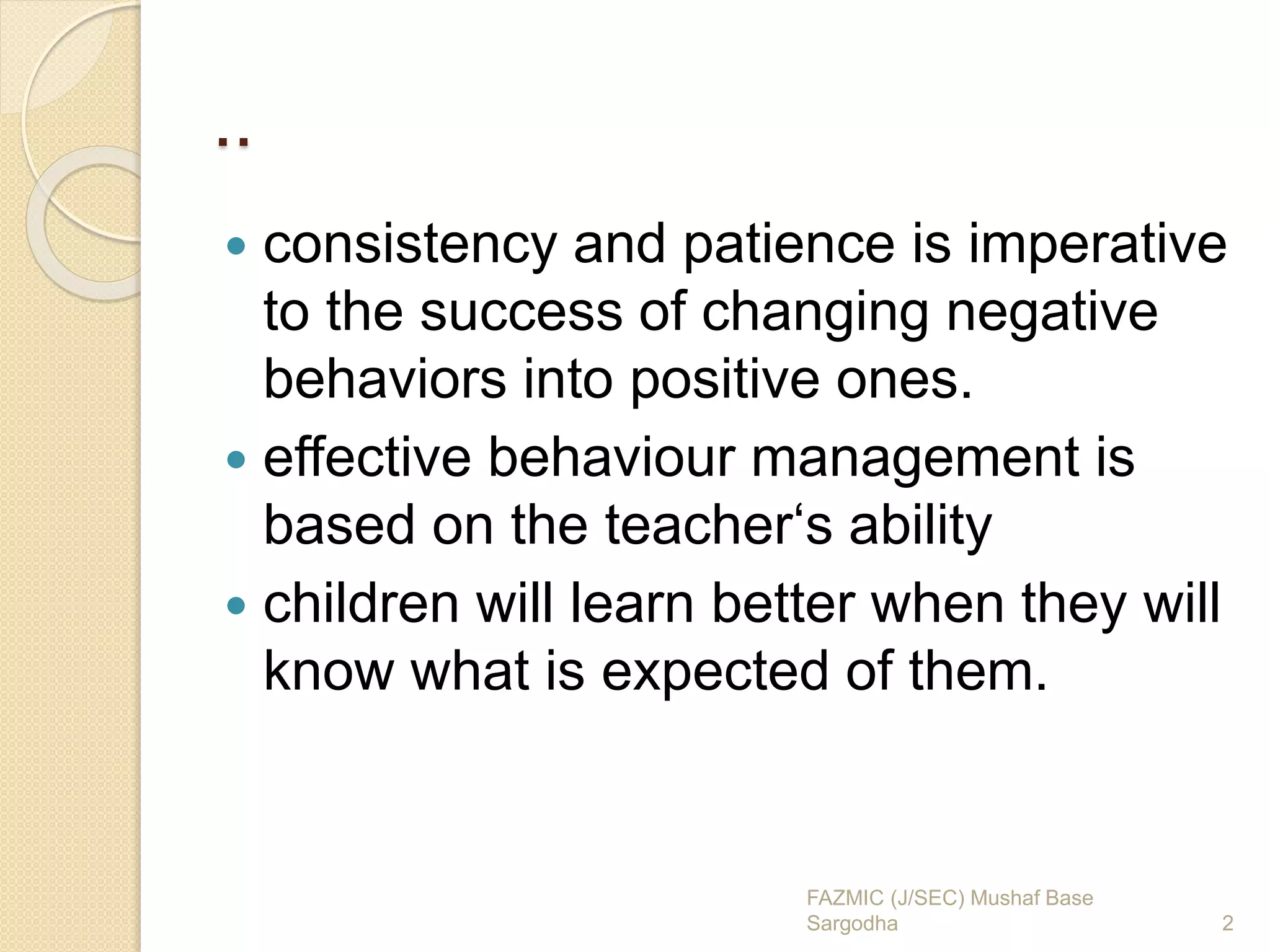 Class behaviour management | PPTX