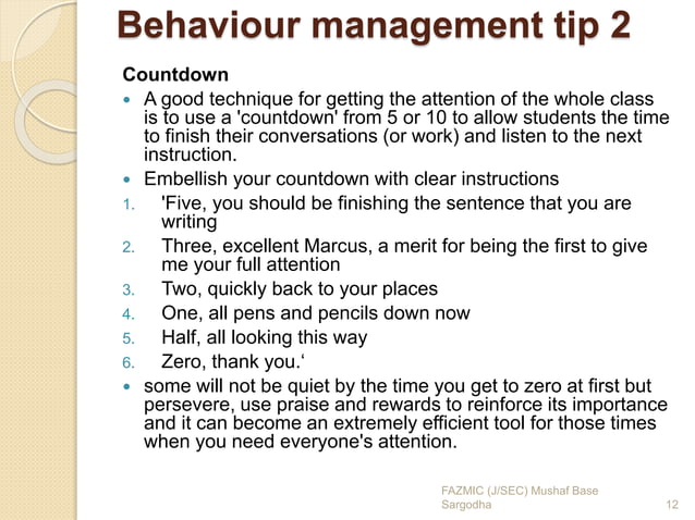 Class behaviour management | PPT