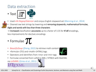 Classification and Clustering of arXiv Documents, Sections, and ...
