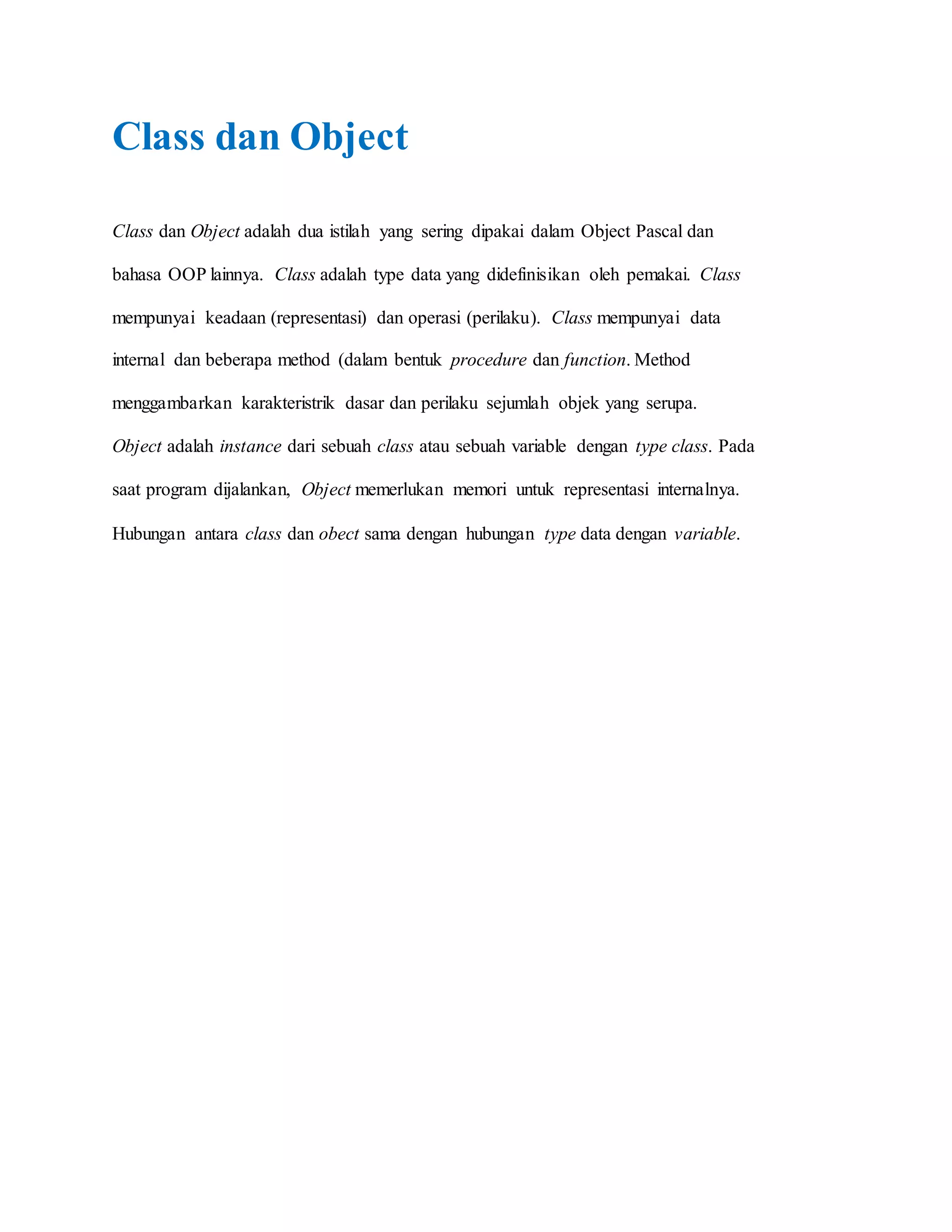 Class dan object | DOCX