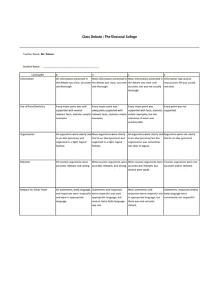 Class debate rubric sheet1 | PDF