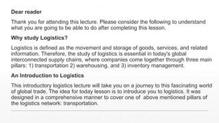 Introduction to Logistics Demo class | PPT