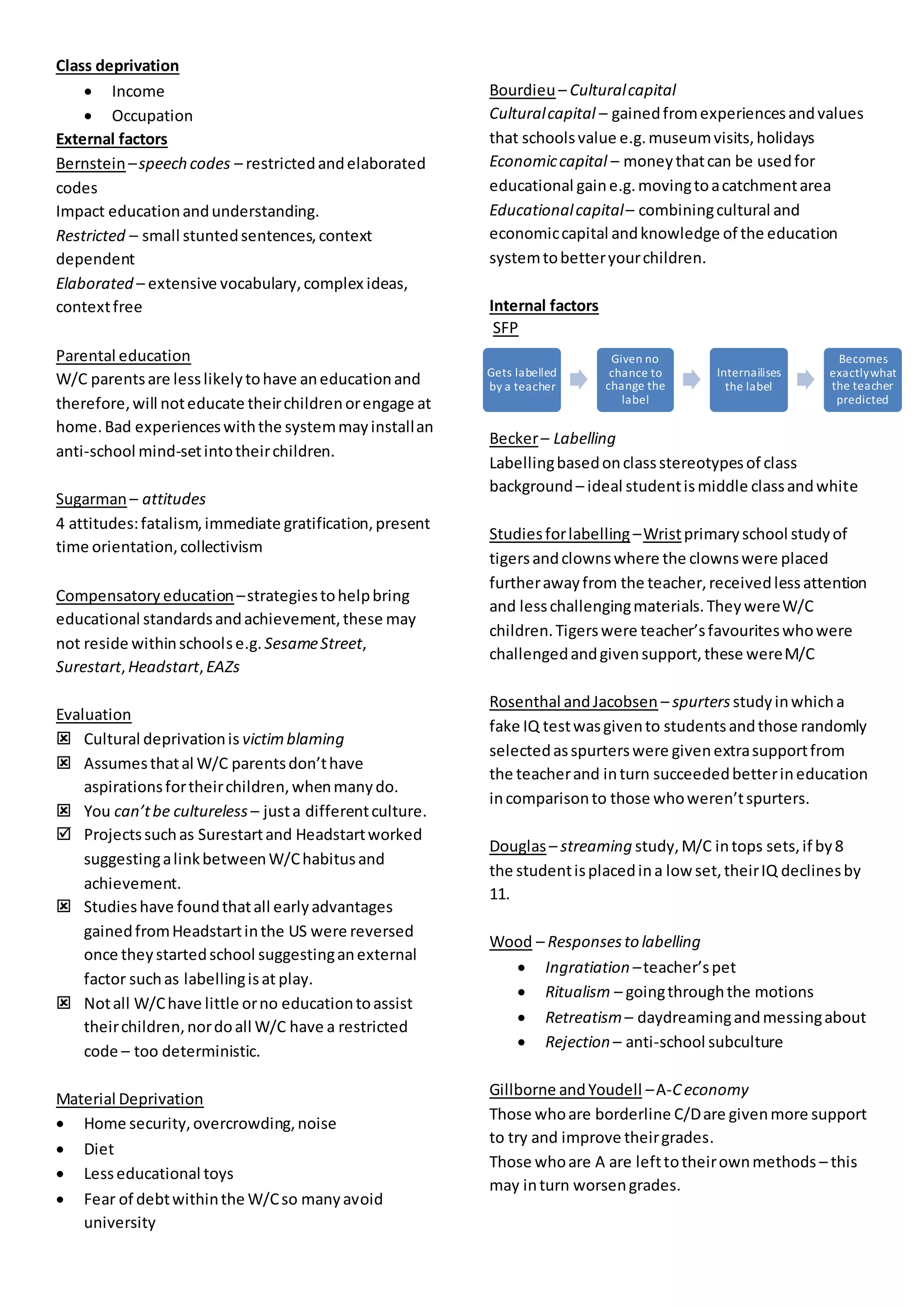 Class differences in educational achievements | DOCX