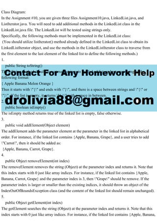 Class DiagramIn the Assignment #10, you are given three files Ass.pdf | Programming Languages ...