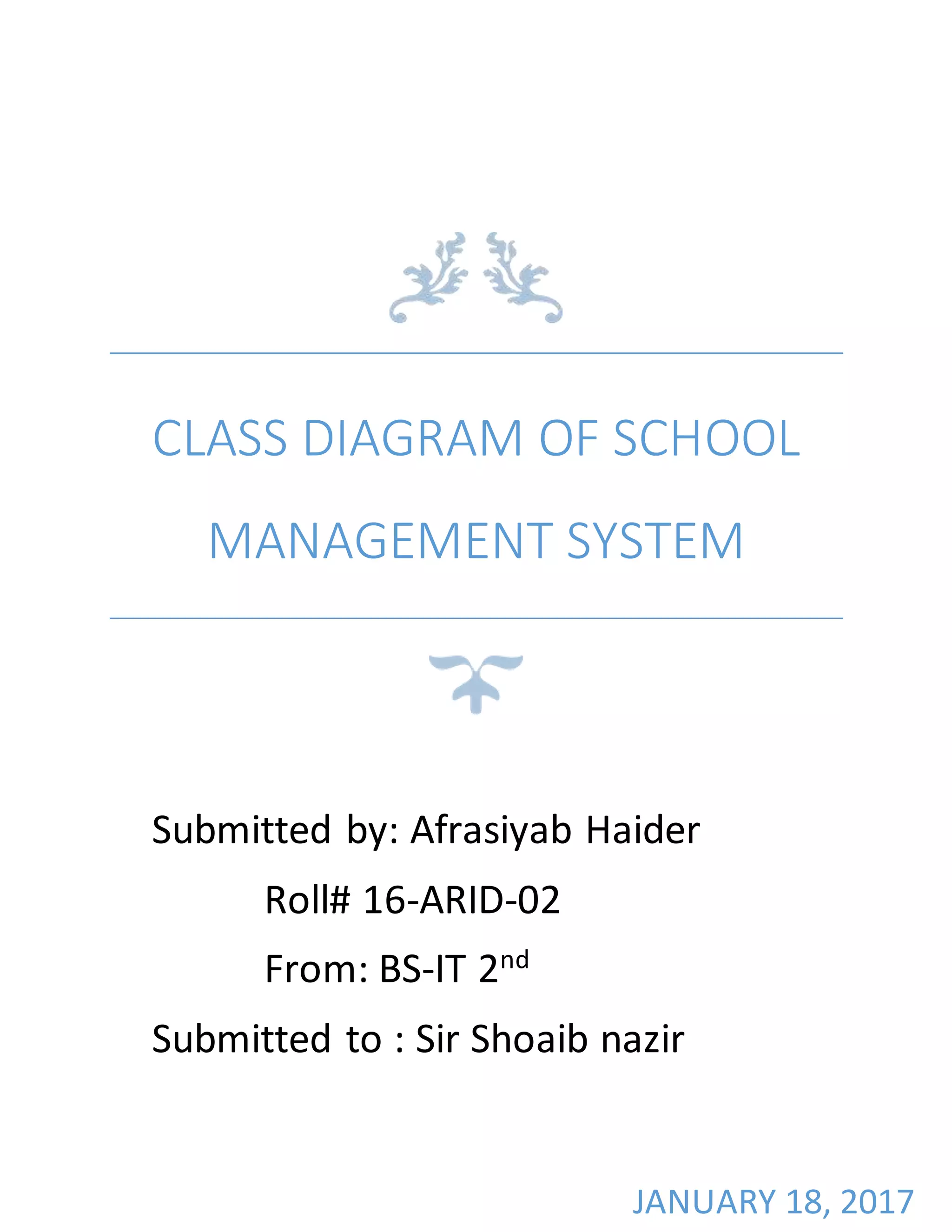 Class diagram of school management system (OOP) | DOCX