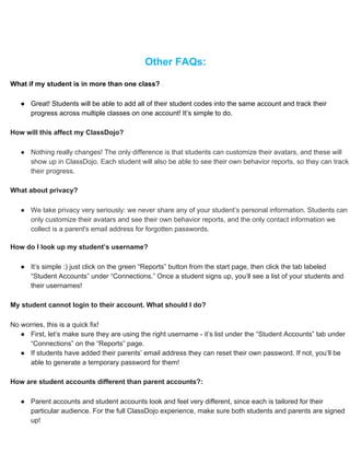Class dojo student_accounts_guide | PDF