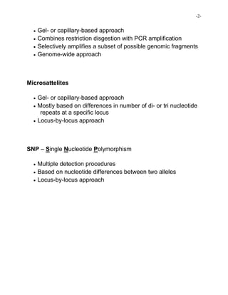 Classes of-molecular-markers | PDF | Biotech and Biomedical Industry | Industries