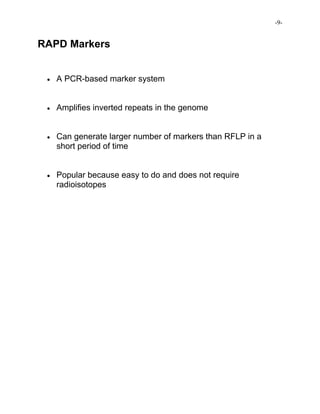 Classes of-molecular-markers | PDF | Biotech and Biomedical Industry ...