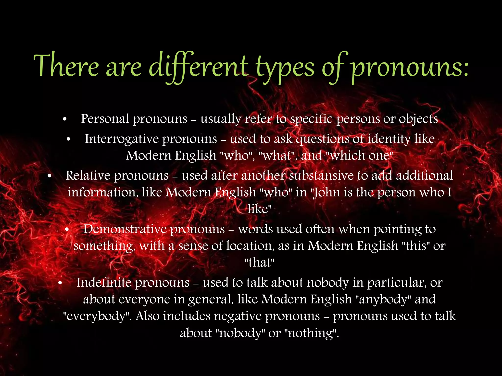 Classes and morphological categories of pronouns in the Old English | PPT