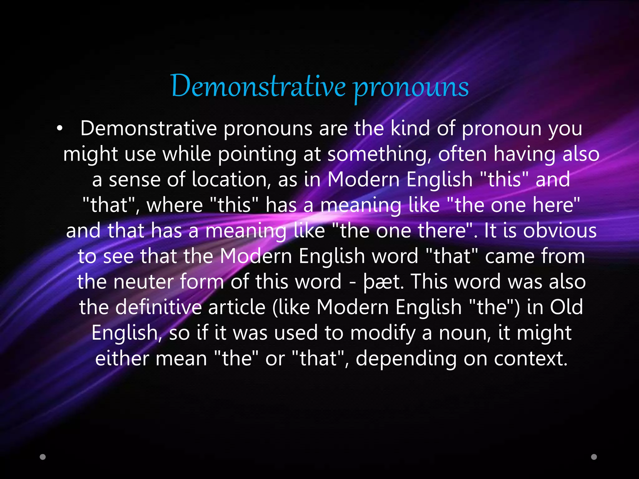 Classes and morphological categories of pronouns in the Old English | PPT