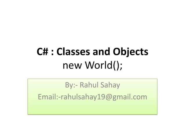 Classes And Objects | PPTX