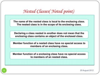 Classes and objects 21 aug | PPTX | Programming Languages | Computing