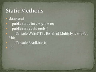 Classes and Objects in C# | PPTX