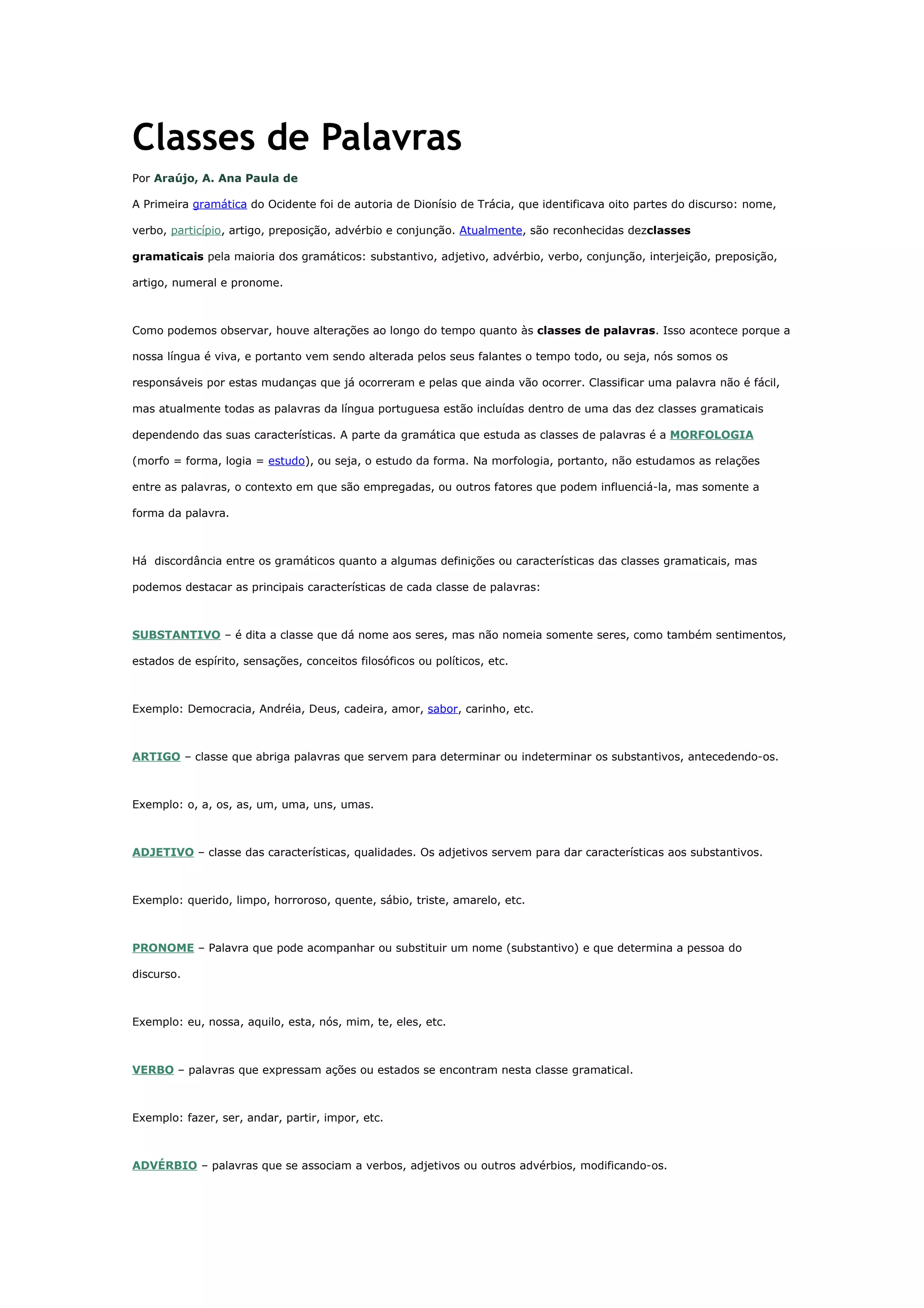 Classes de palavras | DOC