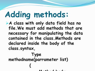 Classes,object and methods java | PPTX