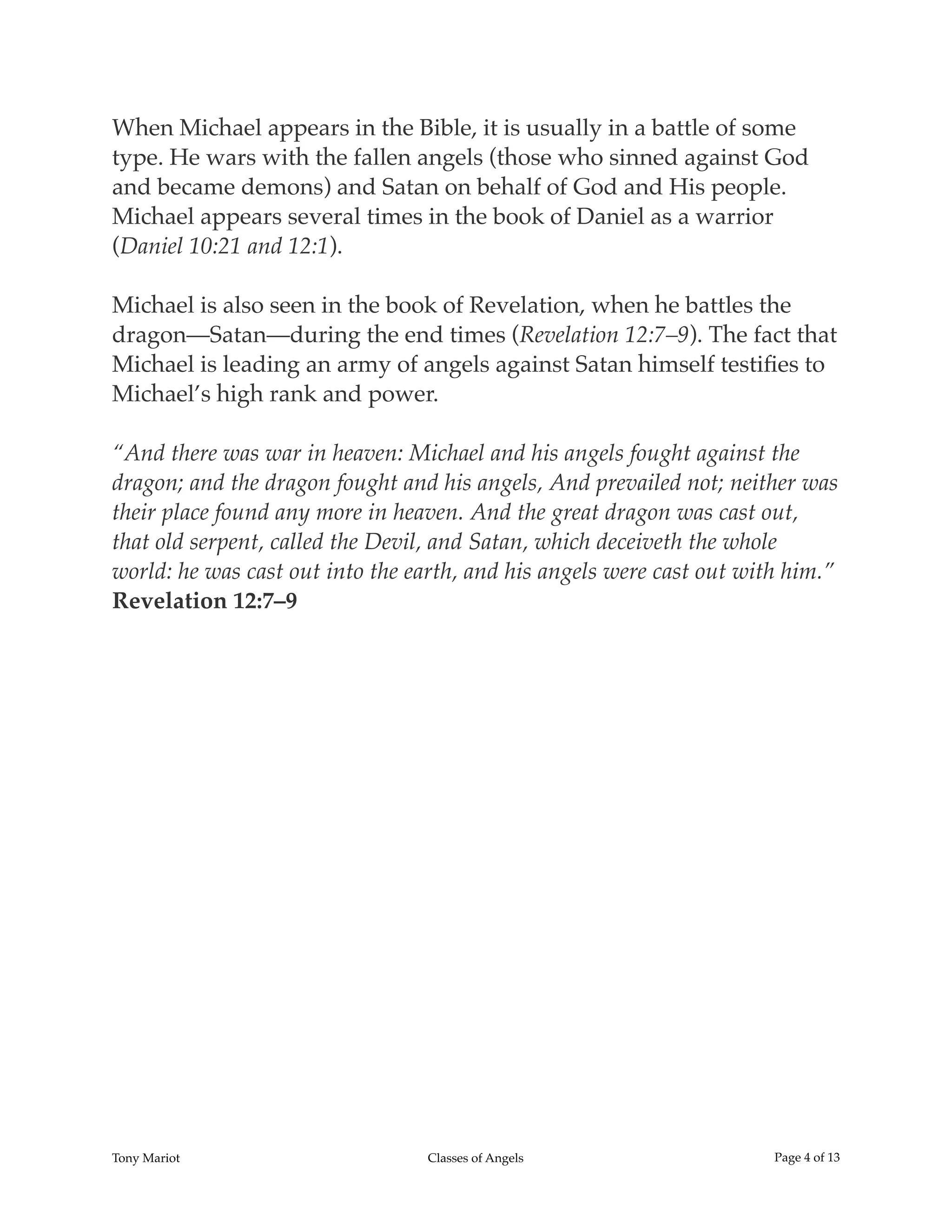 Classes of Angels | PDF