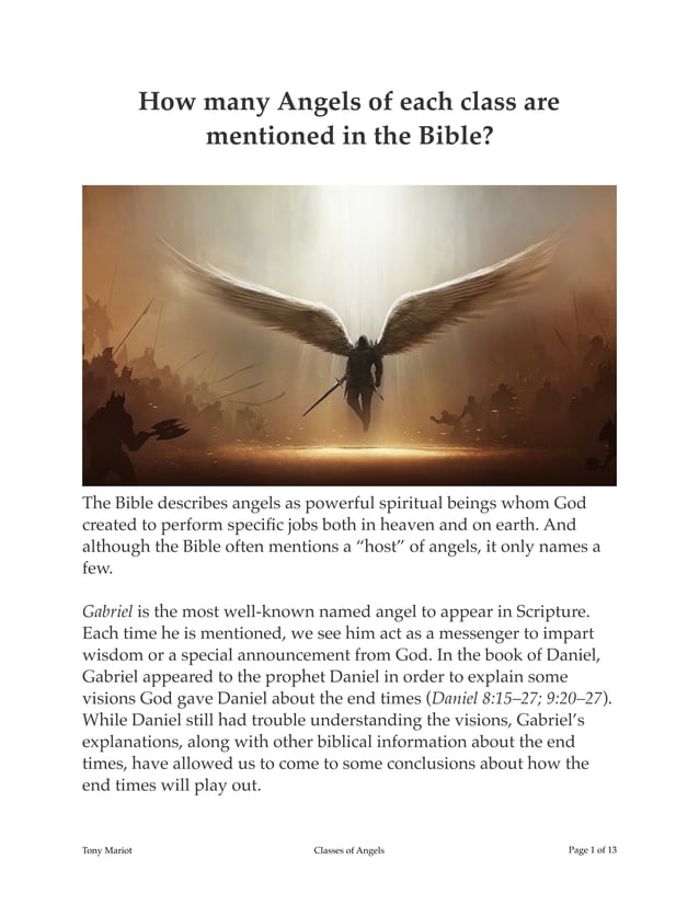 Classes of Angels | PDF