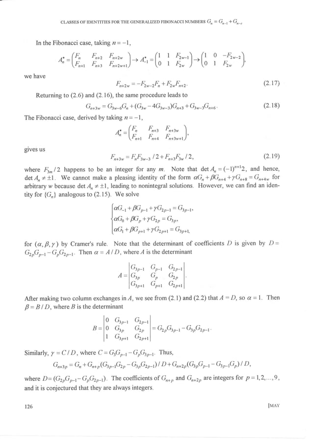 Classes of identities for the generalized fibonacci | PDF | Physics | Science
