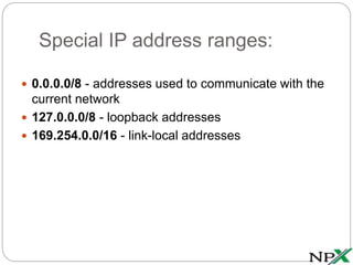 Classes of ip addresses | PPTX