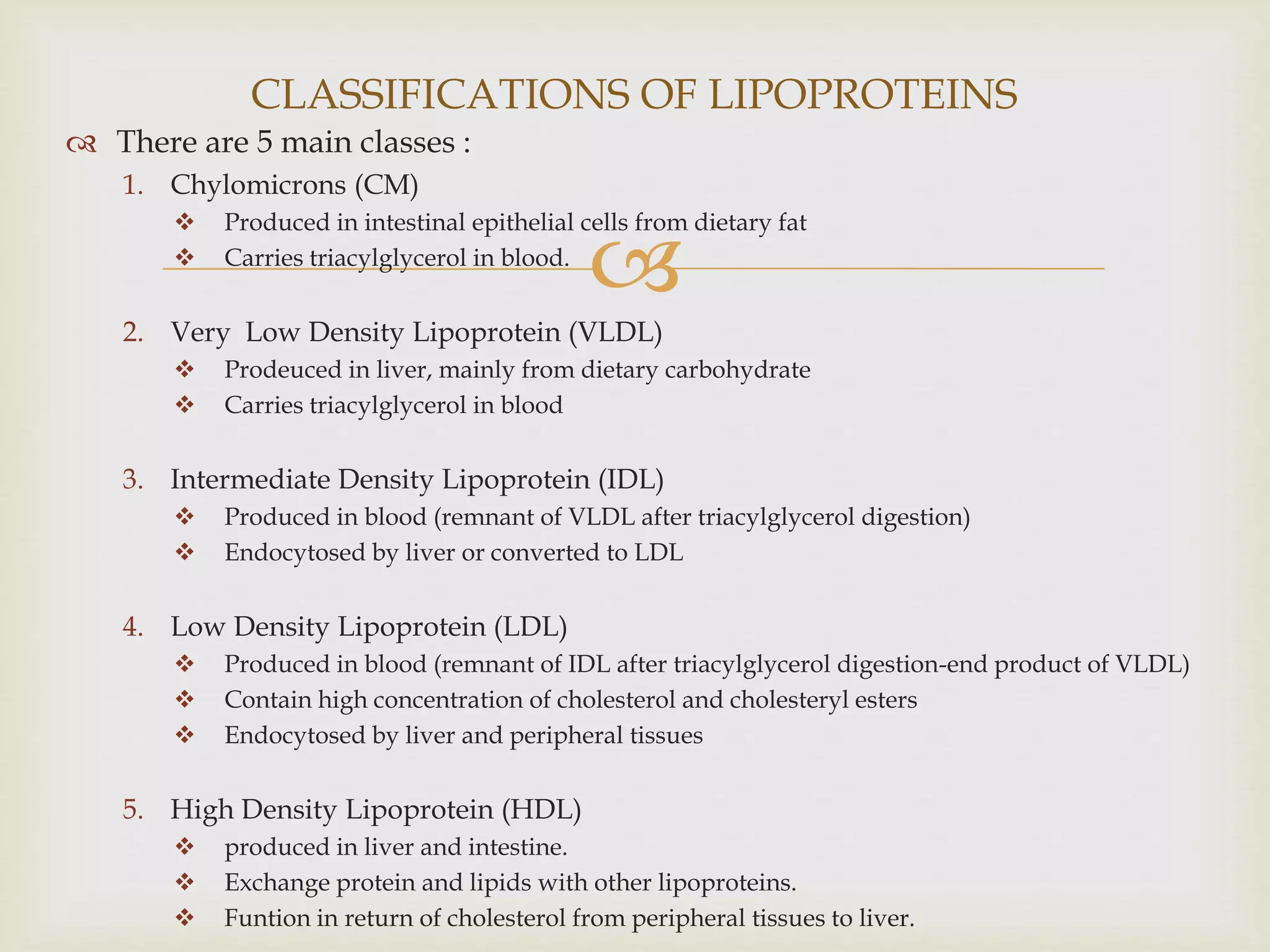 Classes of lipoproteins and their role in the | PPTX