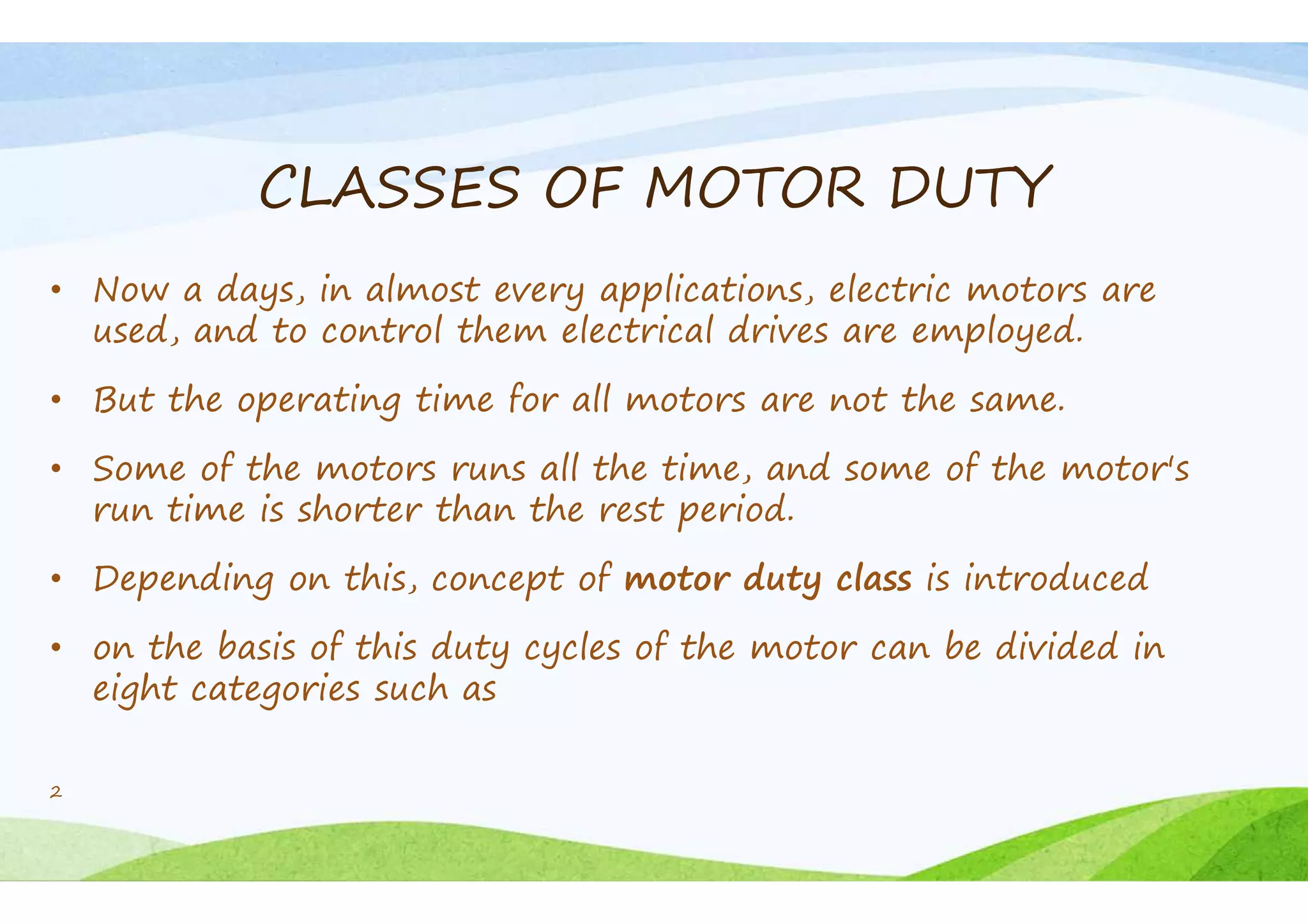Classes of motor duty | PDF