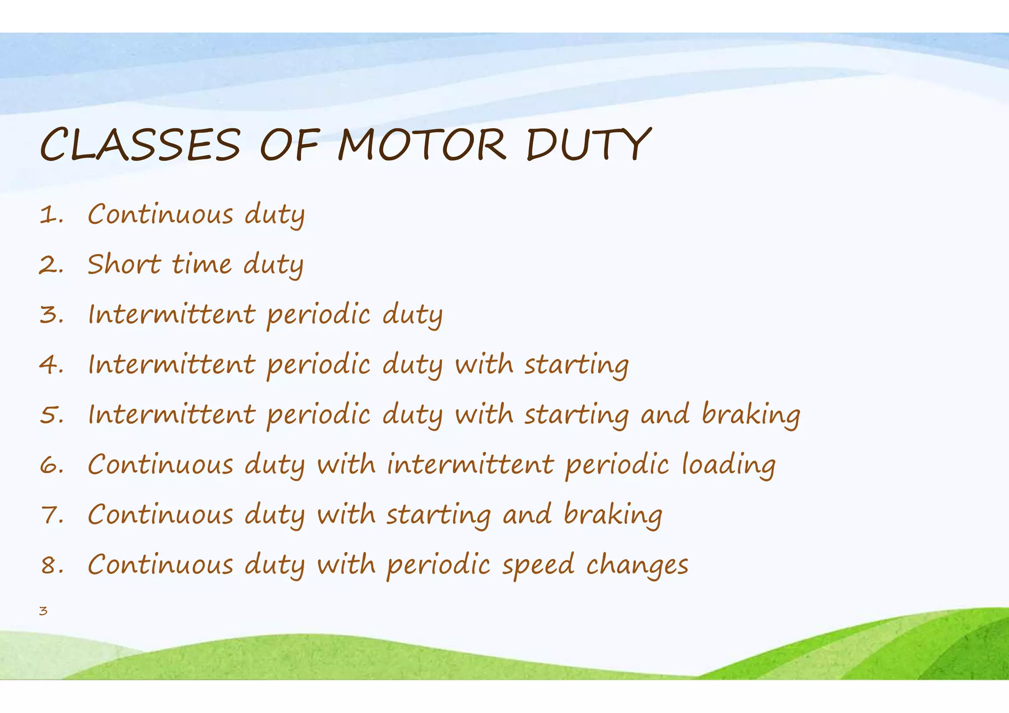 Classes of motor duty | PDF