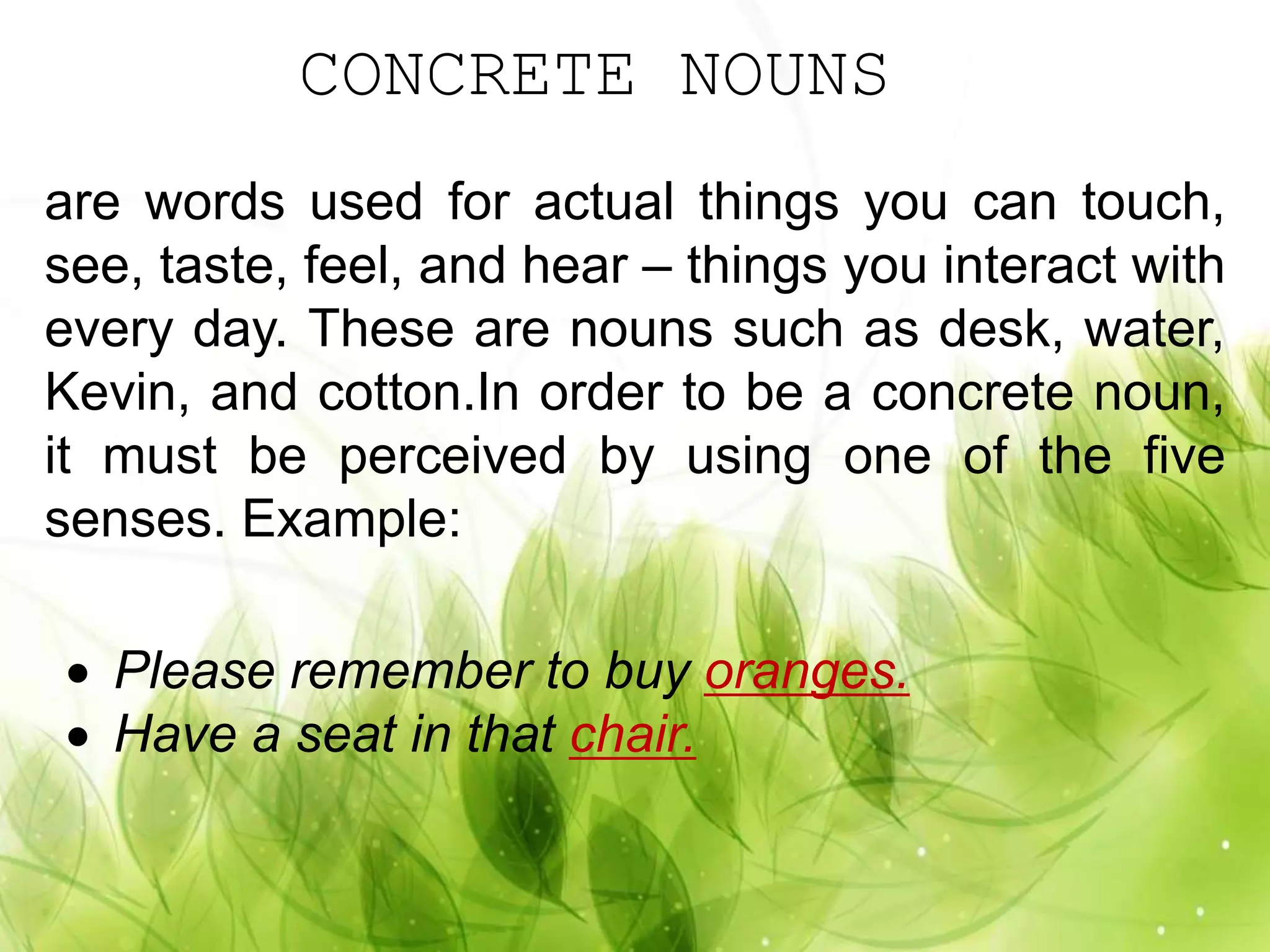 Classes of Nouns, subcategorization, Restriction in English | PPTX