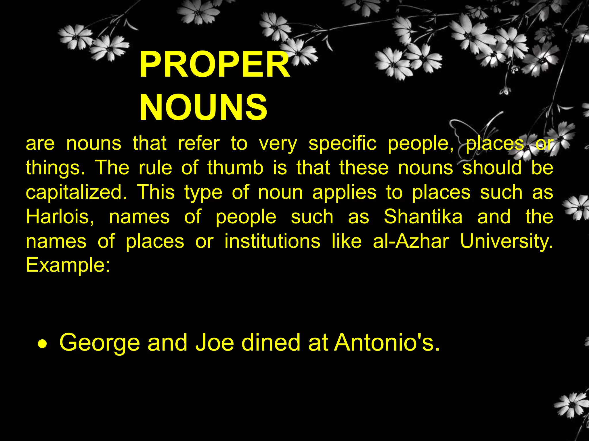 Classes of Nouns, subcategorization, Restriction in English | PPTX