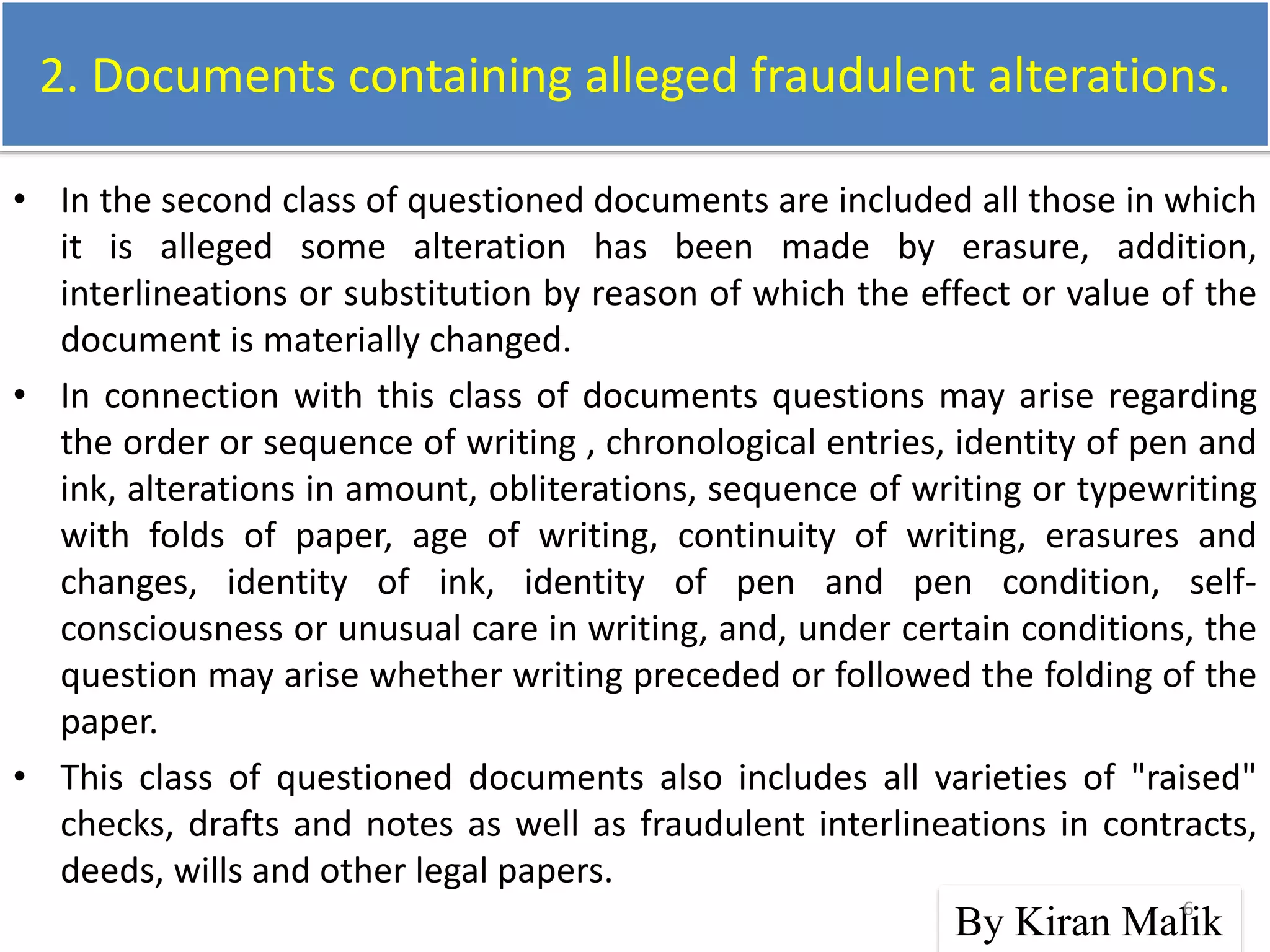 Classes of questioned documents | PPTX