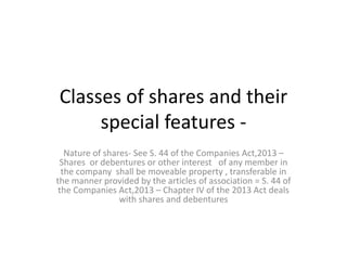 Classes of shares and their special features | PPTX