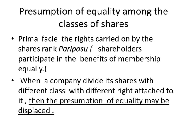 Classes of shares and their special features | PPTX