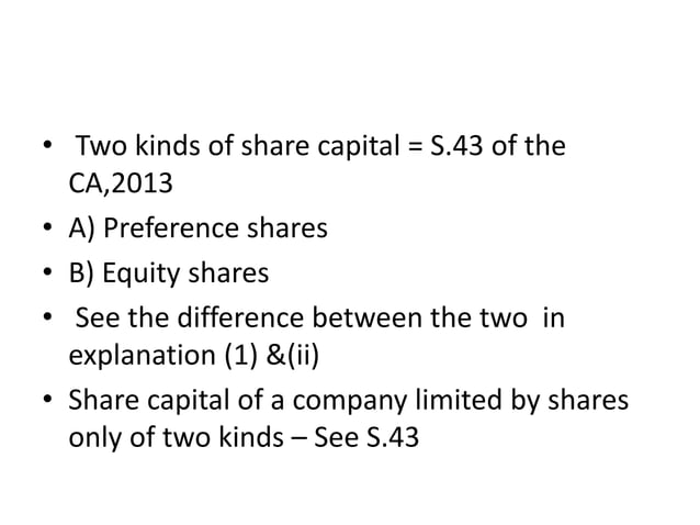 Classes of shares and their special features | PPTX