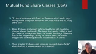 Classes of stocks and mutual funds | PPTX