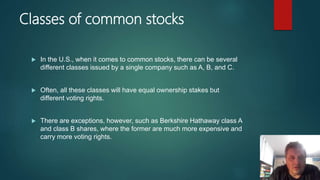 Classes of stocks and mutual funds | PPTX