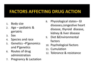 Class factors modifying drug action | PDF