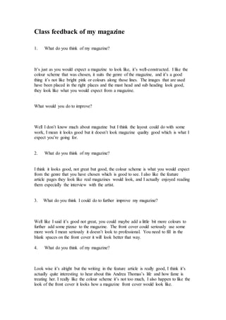 Class feedback of my magazine | DOCX