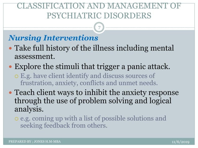 CLASSIFICATION & MANAGEMENT OF PSYCHIATRIC DISORDERS | PPTX
