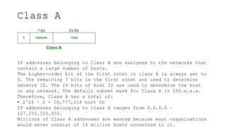 Classes, NetId and HostId in Classful Addressing | PPTX